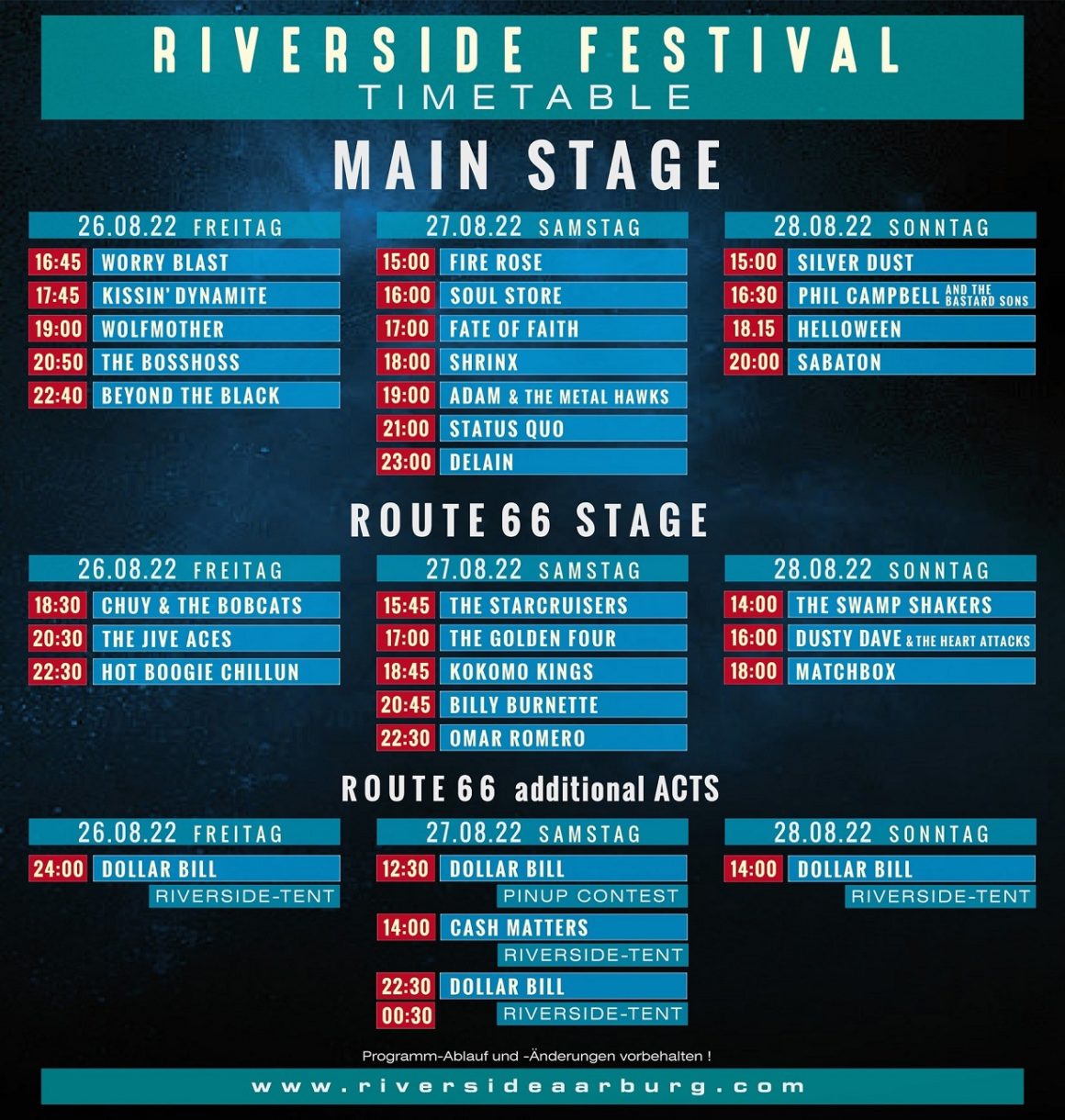 FESTIVAL RIVERSIDE AARBURG - Line-up complet avec horaires - Daily Rock
